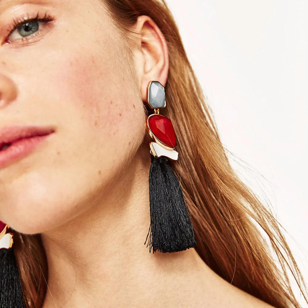 Tassel Earrings Ruby Earrings Ethnic Earrings Jewelry