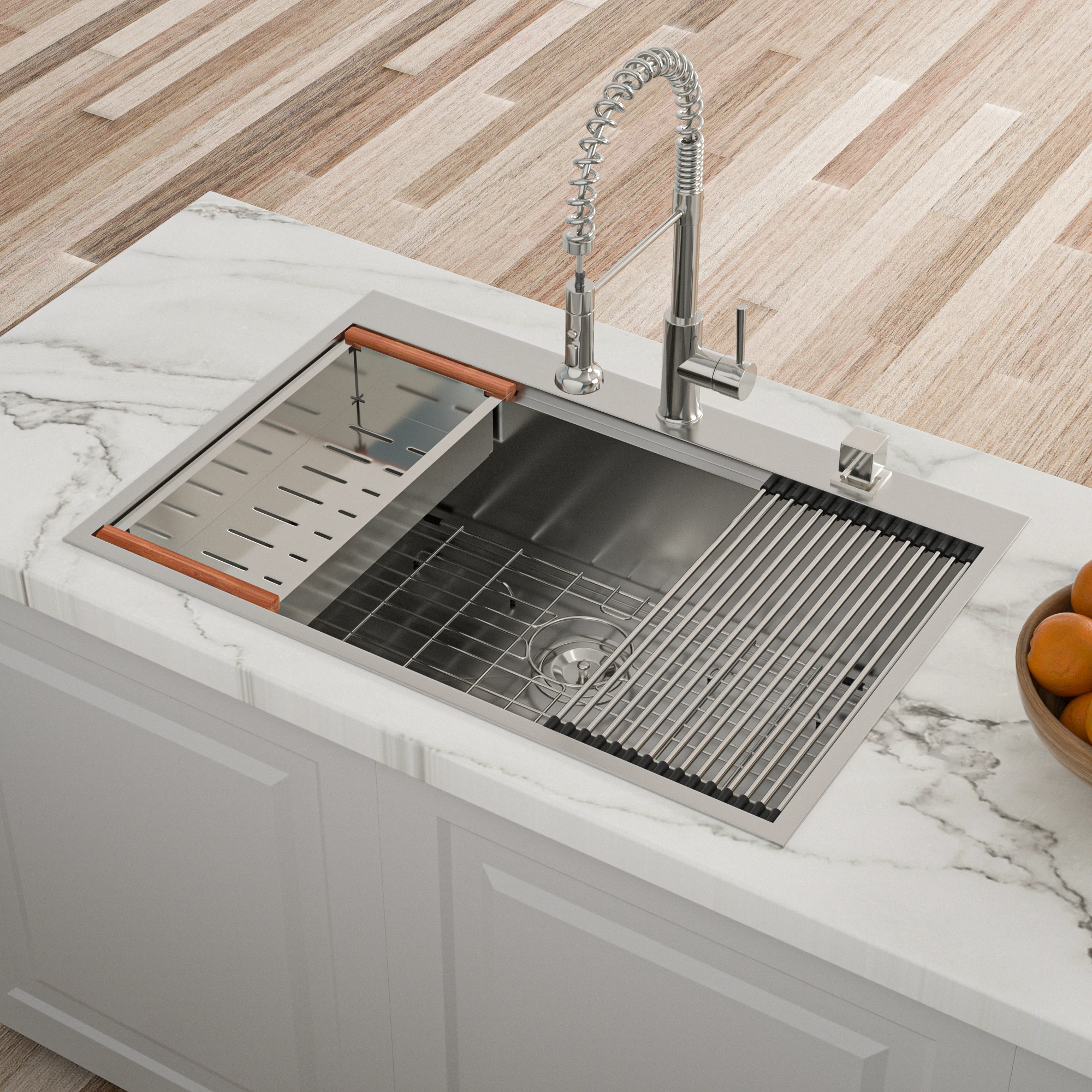 Drop in Stepped Kitchen Sinks T304 16 Gauge Stainless Steel Top Mount ...