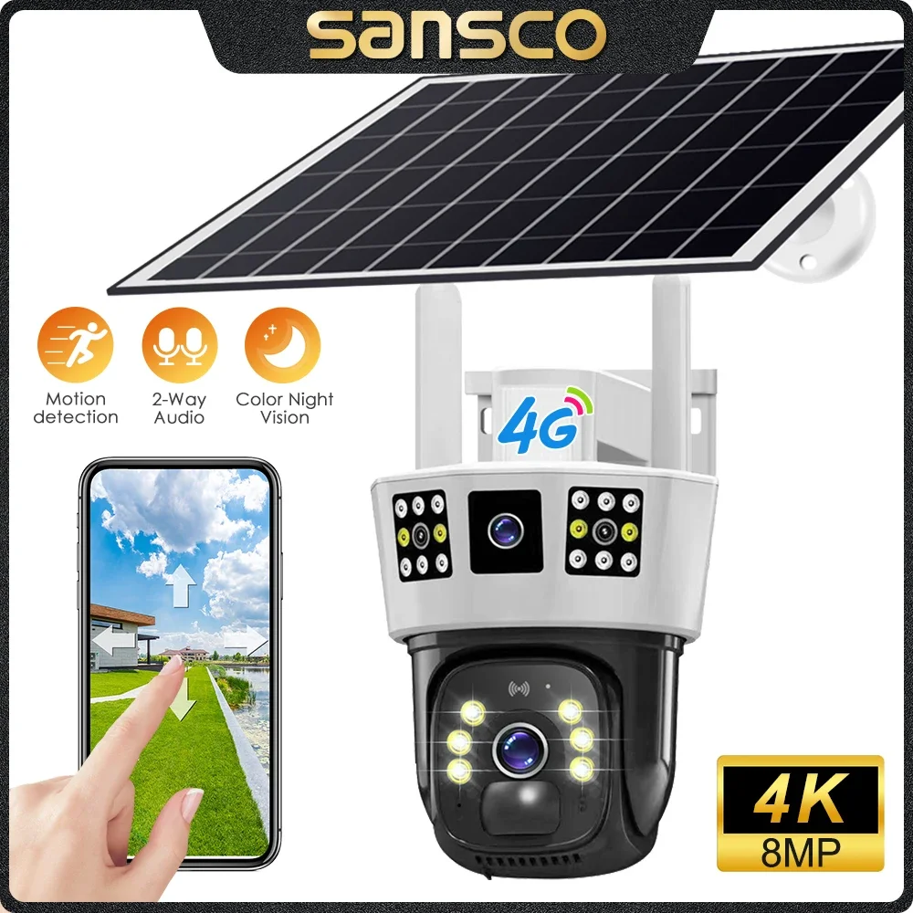 SANSCO-4K-8MP-Dual-Lens-4G-Solar-Camera-WIFI-Dual-Screen-Battery-PIR ...
