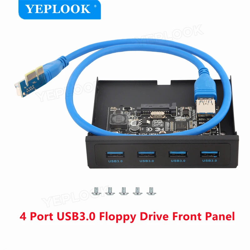PCI-E-to-4-Port-USB3-0-3-5-Floppy-Drive-Front-Panel-Bracket-Expansion ...
