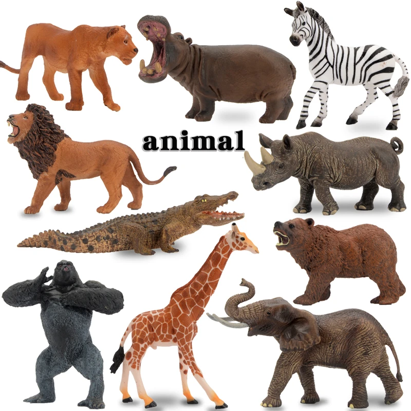 Simulation Wild African Animals Toy Elephant Giraffe Lion Crocodile ...