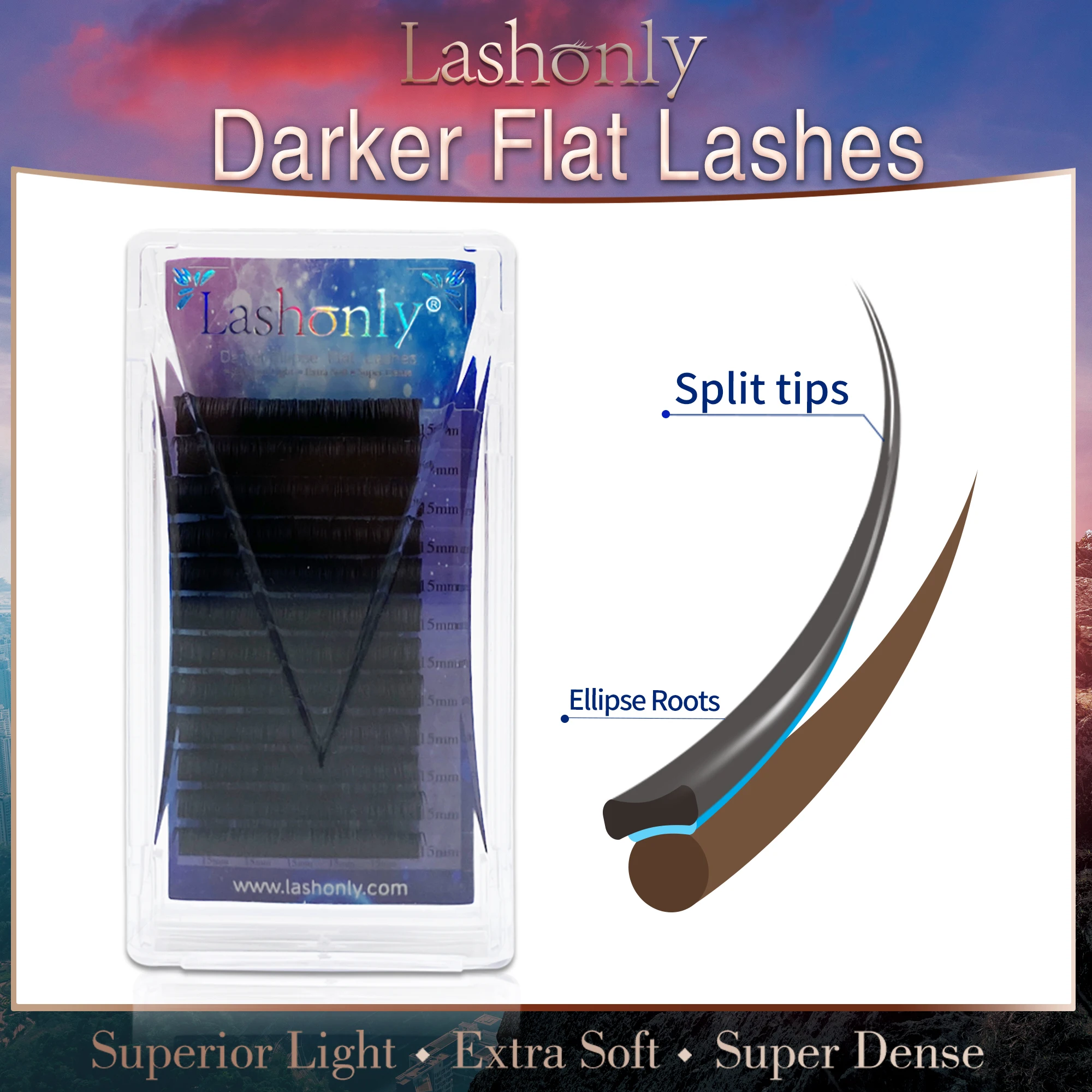 Lashonly Darker Flat Lashes False Pull-Out Box Mink Eyelash Extension ...