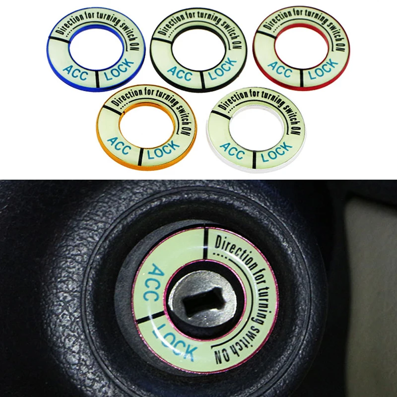 Aluminium Alloy Car Ignition Start Button Key Ring Cover Trim Sticker ...