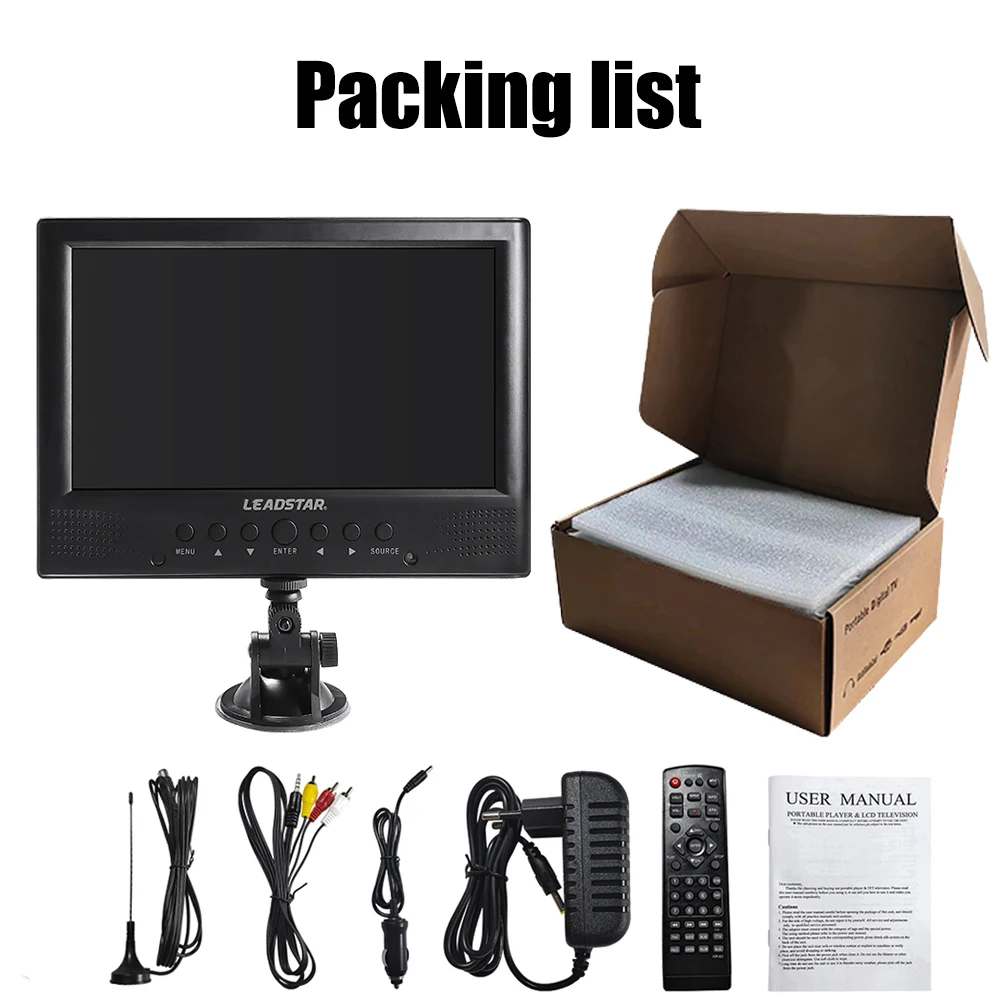 9 Inch Portable Car TV Player Mini HD Digital Television DVB-T/T2 ISDB ...