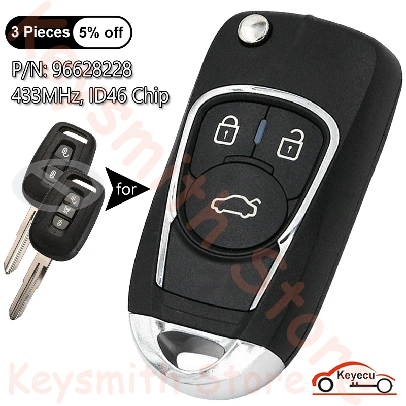 KEYECU-Upgraded-Flip-Remote-Car-Key-Fob-2-3-Buttons-433MHz-with-ID46 ...