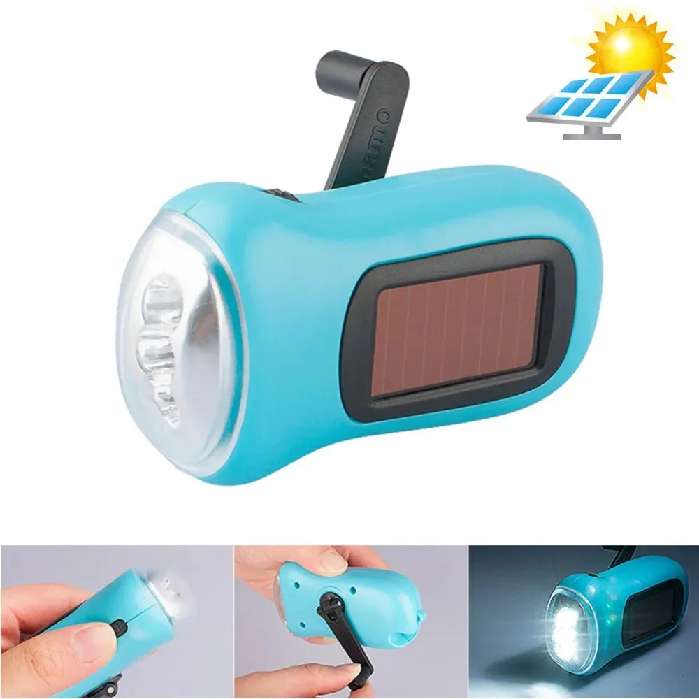 Hand-Crank-LED-Flashlight-Solar-Powered-Dynamo-Emergency-Rechargeable ...