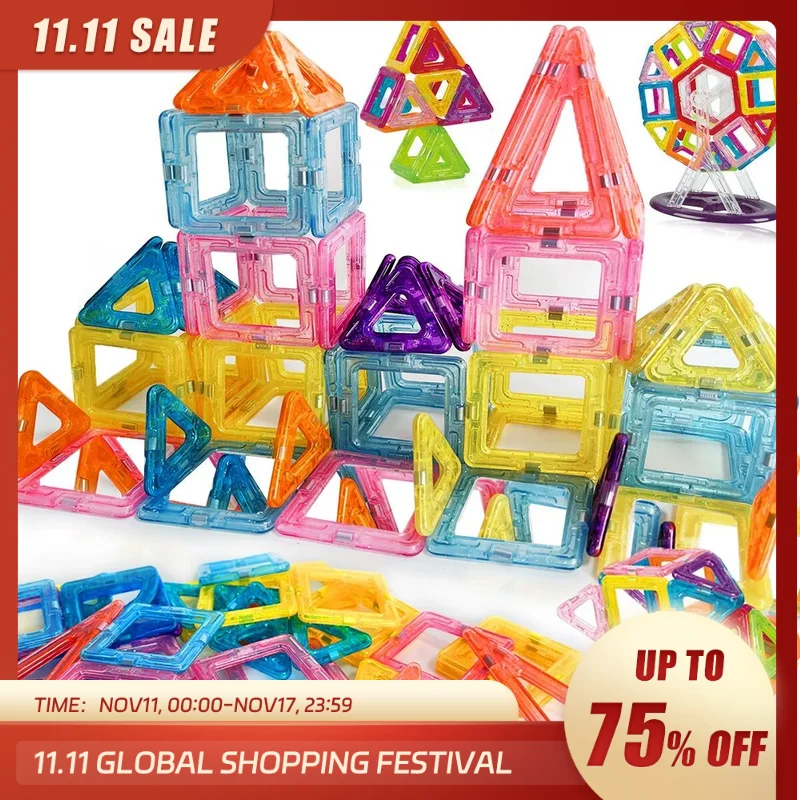 64-184Pcs Kids Magnetic Building Blocks Mini Size Magnet Toys for Boys ...