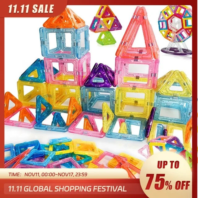 64-184Pcs Kids Magnetic Building Blocks Mini Size Magnet Toys for Boys ...
