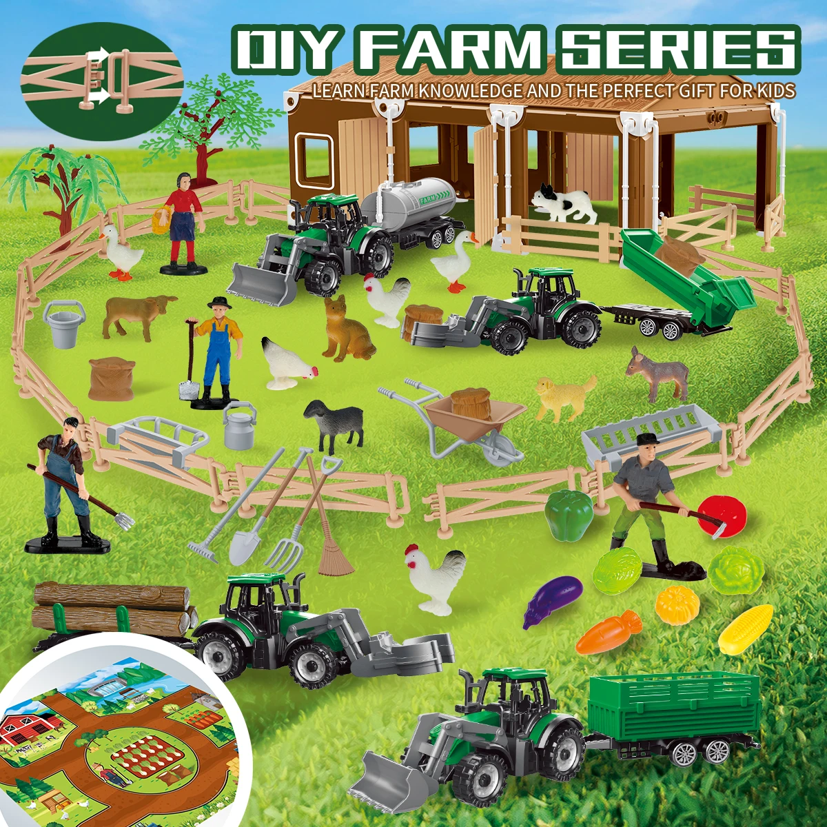 Farm scene toy set, immersive construction, recognizing the fun of the ...