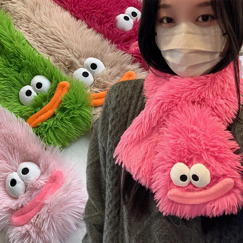Exaggerated-Funny-Expression-Interesting-Lovely-Plush-Scarf-Autumn ...