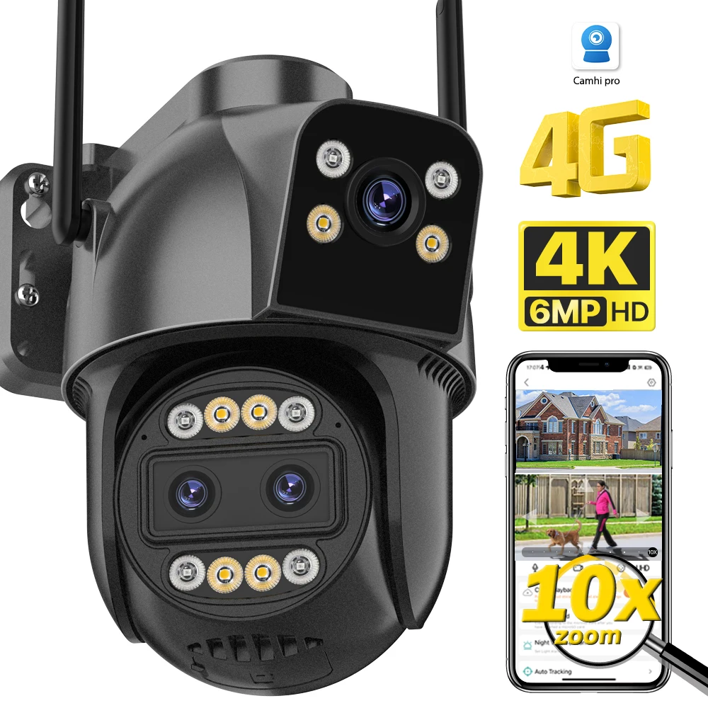 4K-6MP-HD-4G-SIM-Card-PTZ-Camera-10X-Zoom-Three-Lens-Dual-Screen-WIFI ...