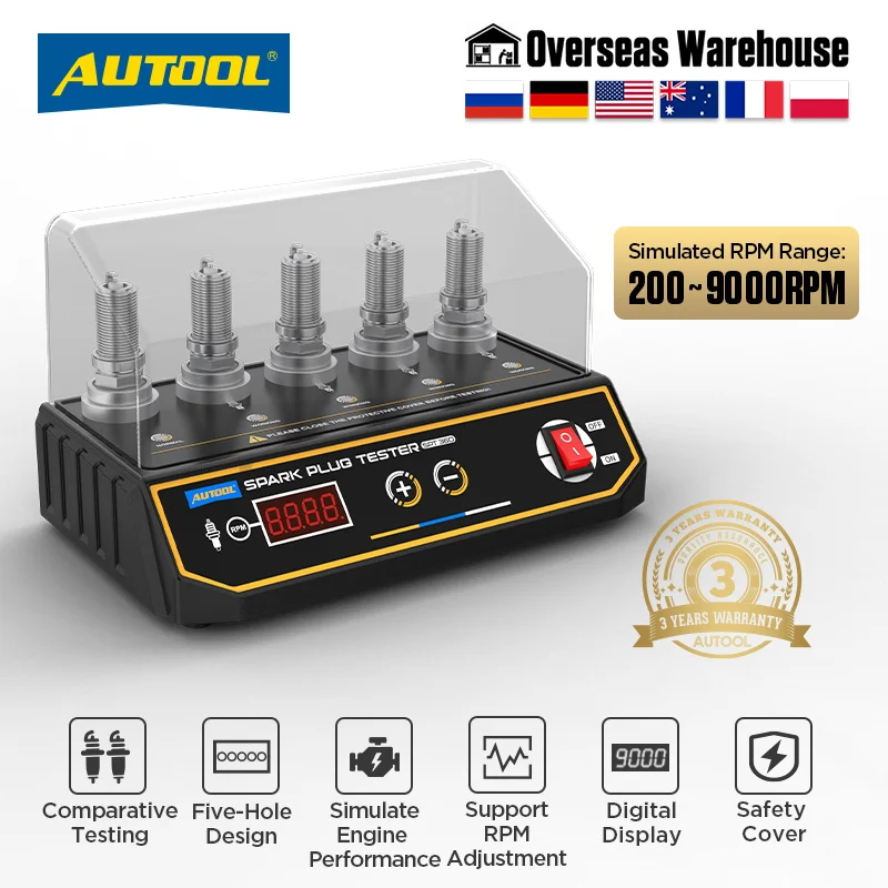 AUTOOL SPT360 Spark Plug Tester Candle Tester Automotive Spark Plug ...