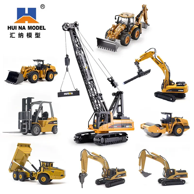 HUINA-1-50-Dump-Truck-Excavator-Digger-Tractor-Crane-Car-Diecast-Metal ...