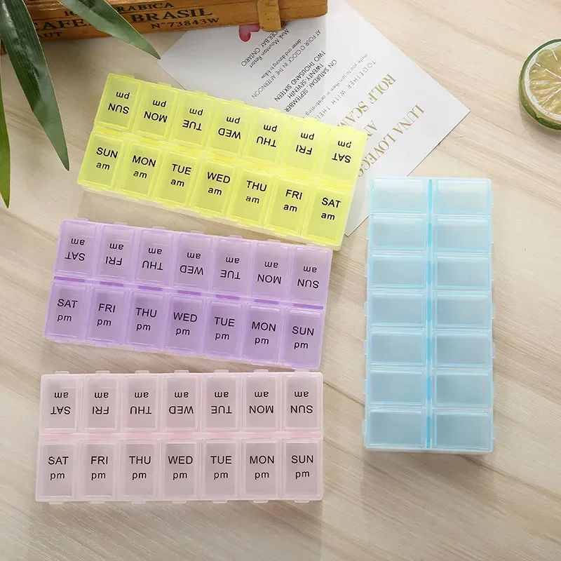 14 Grids 7 Days Weekly Candy Pill Case Medicine Tablet Dispenser ...