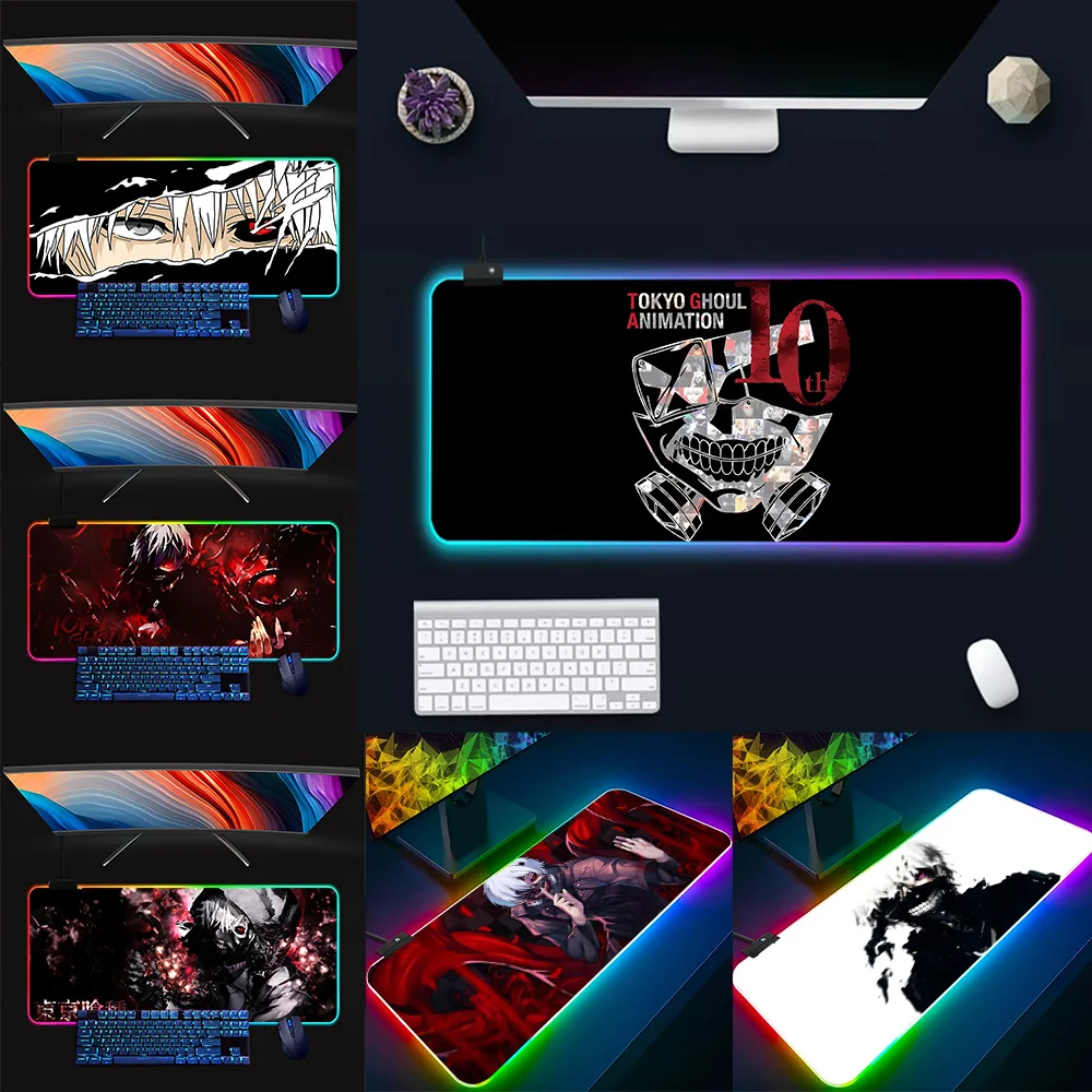 Tokyo Ghoul RGB Pc Gamer Keyboard Mouse Pad Mousepad LED Glowing Mouse ...