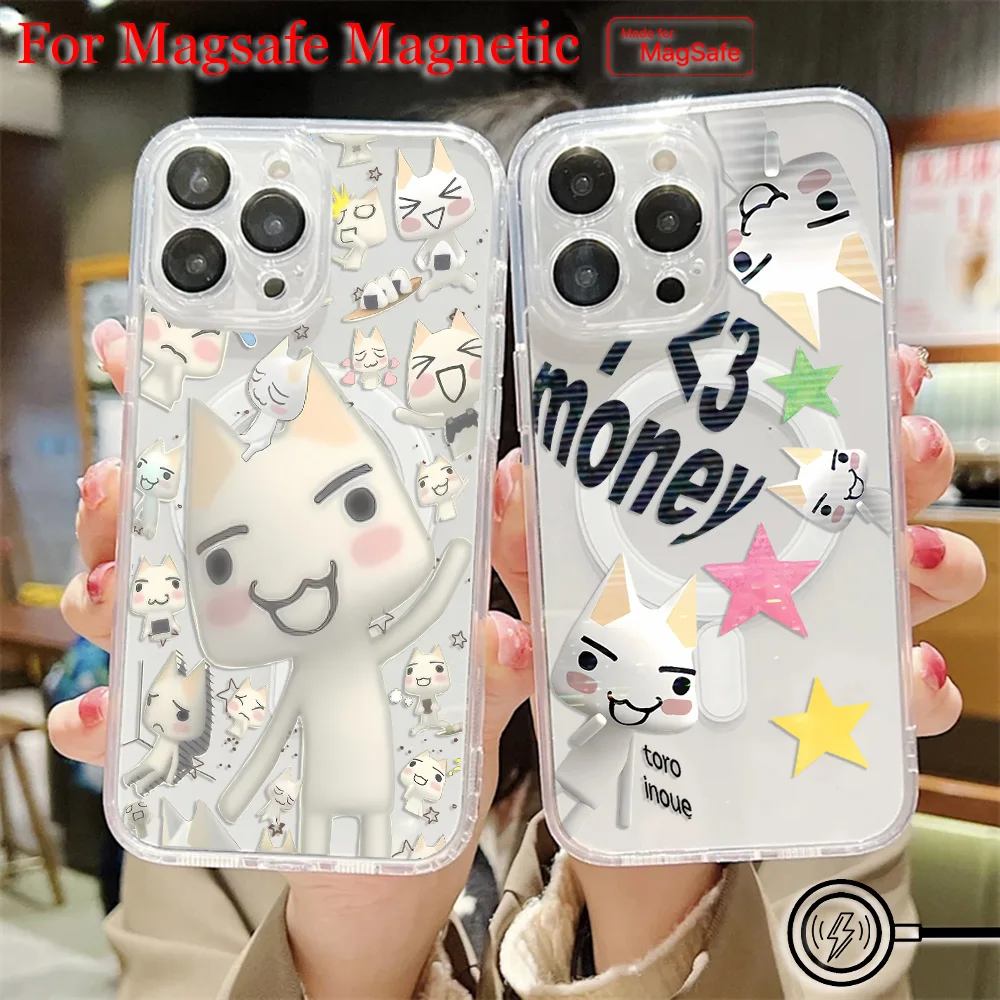 INS Cute Toro Inoue Cat Magsafe Magnetic Phone Case for iPhone 16 15 14 ...
