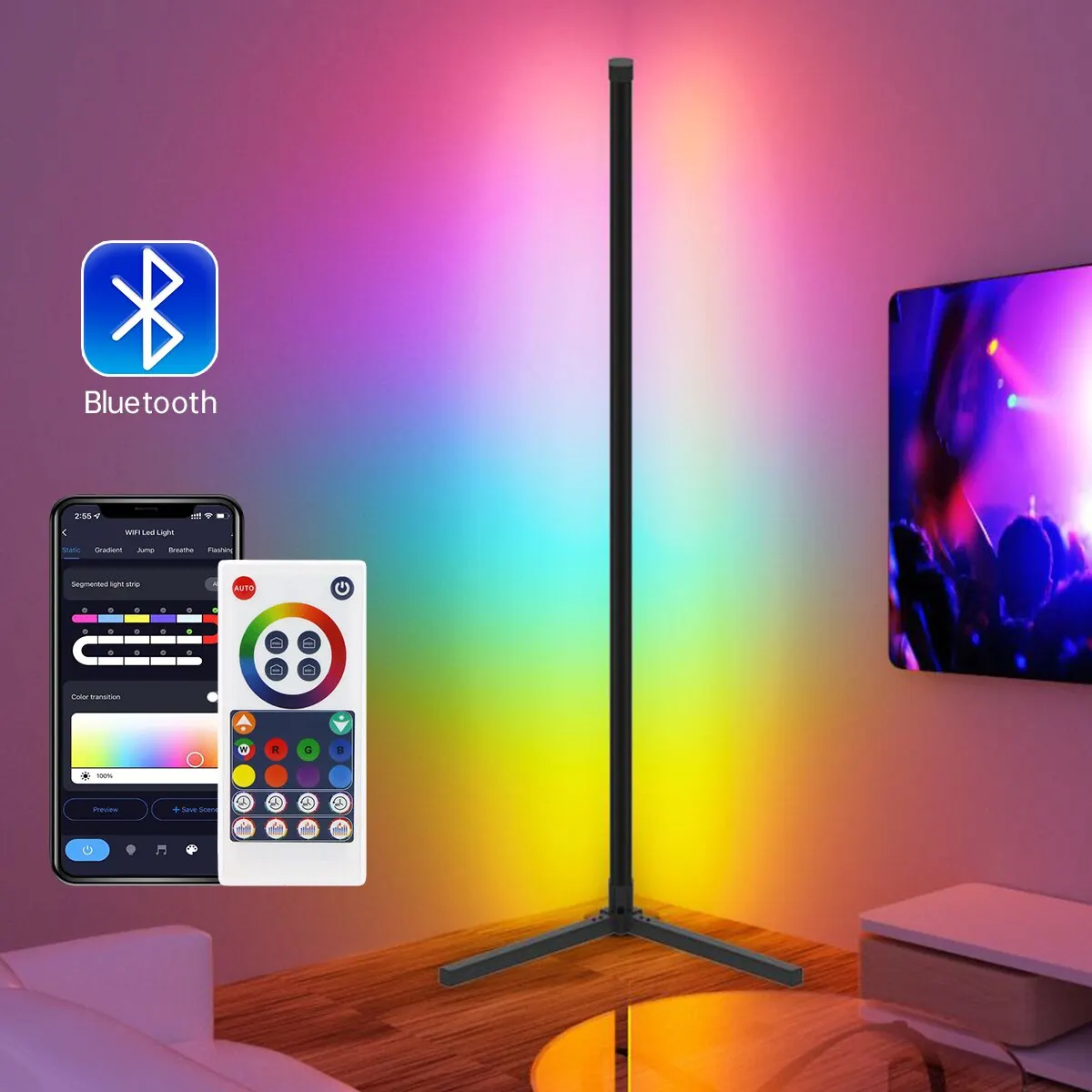 RGB-Corner-LED-Floor-Lamp-Music-Mood-Lighting-Sync-Dimmable-DIY-Colors ...
