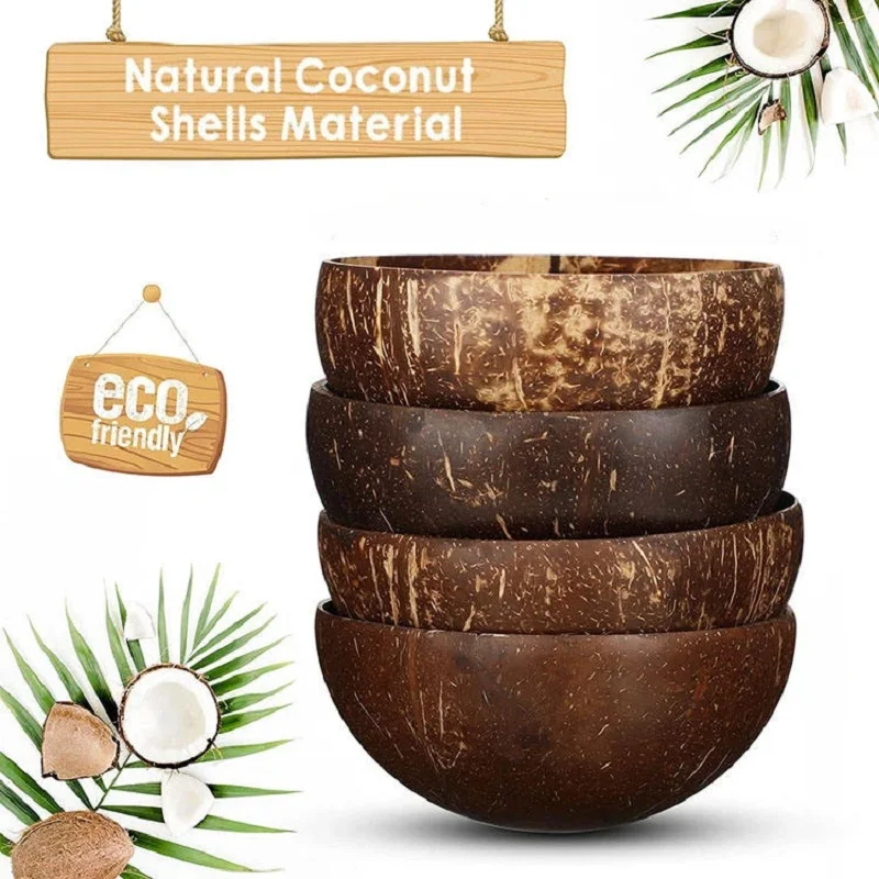 Natural-Coconut-Bowls-for-Serving-Dishes-Wooden-Salad-Wood-Reusable ...
