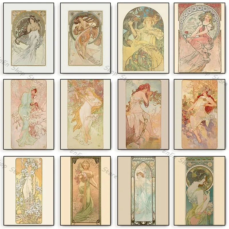 Alphonse-Mucha-Les-Saisons-Goddess-Wall-Art-Posters-Print-Nordic-Canvas ...