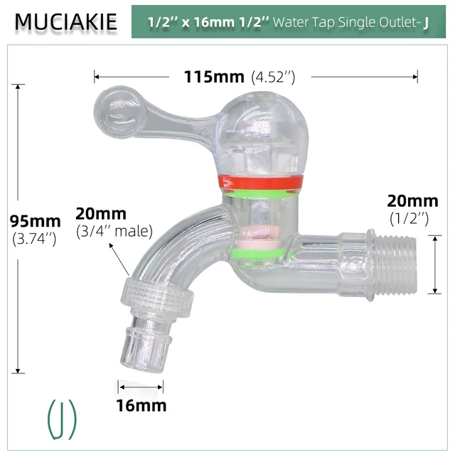 1/2'' Garden Lever Tap Valve Faucet Water Ball Valve with Connector ...