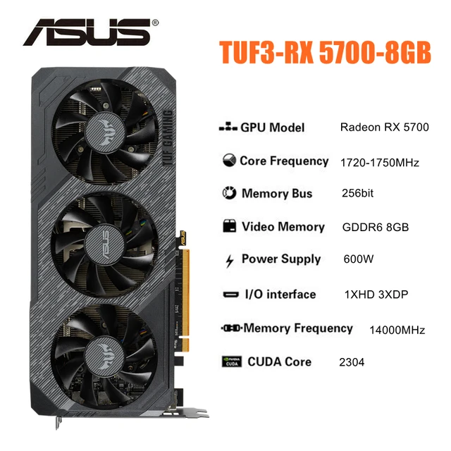 Used ASUS Graphics Cards AMD TUF3 ROG RX 5700 XT 8GB GDDR6 GAMING GPU ...