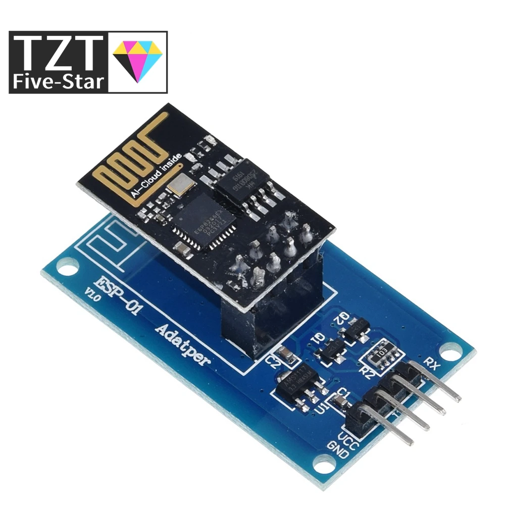 TZT ESP8266 ESP 01 Serial WiFi Módulo adaptador inalámbrico 3,3 V 5V Esp01 Breakout PCB ...