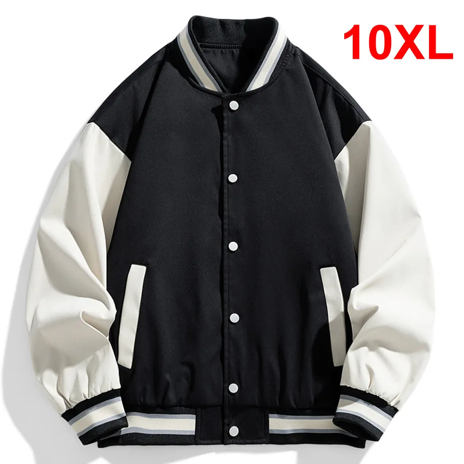 Black Baseball Jacket Men Plus Size 10XL Bomber Jackets Coats Fashion ...