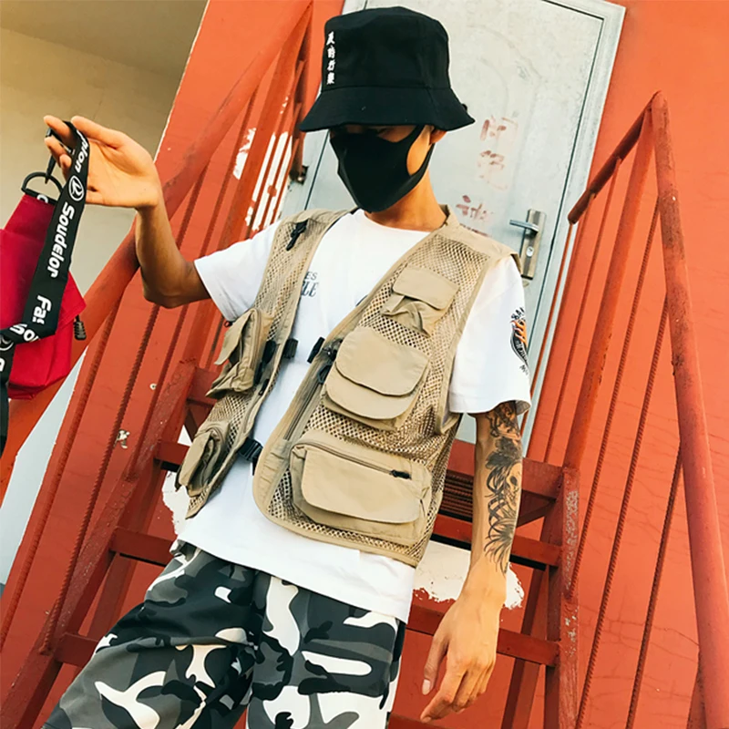 Casual-vest-men-s-loose-oversized-spring-and-autumn-multi-pocket-three ...