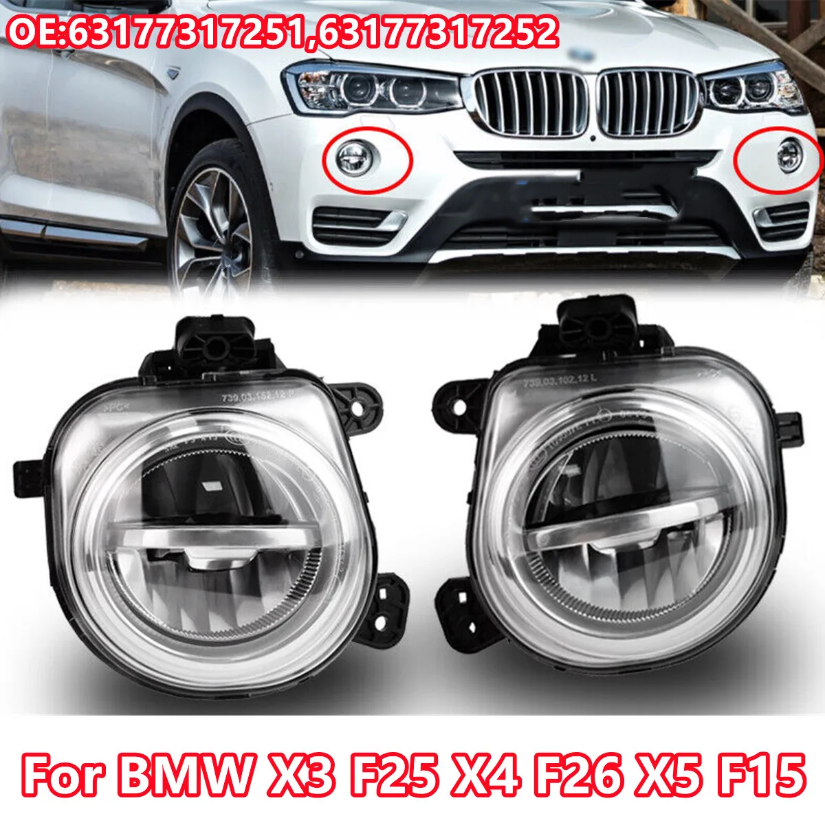 63177317251-63177317252-Car-Front-Bumper-LED-Light-DRL-Driving-Fog-Lamp ...