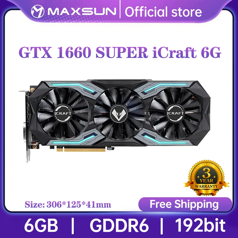 Maxsun Completa Nova Gtx 1660 Super Icraft 6gb Placa Gráfica Gddr6 Gpu ...