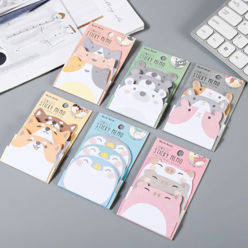 Cute-Cartoon-Sticky-Notes-Animais-Shape-Markers-Bandeiras-Auto-Stick ...