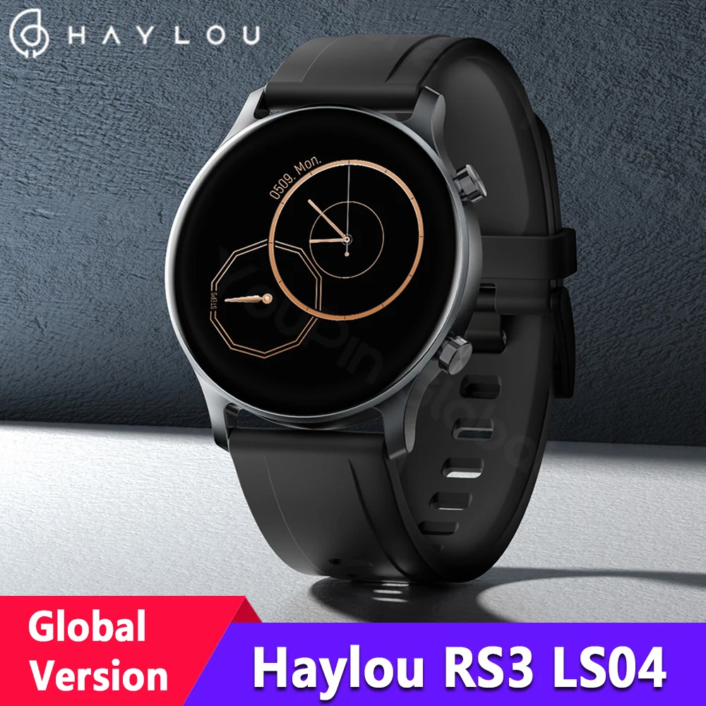 Haylou-RS3 relógio inteligente para homens, relógio esportivo LS04, display AMOLED, GPS, 5ATM à ...