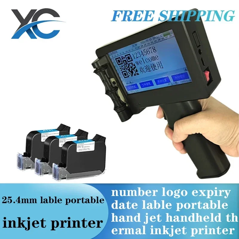 25.4mm QR Bar batch code variable date variable number logo expiry date lable portable hand jet ...
