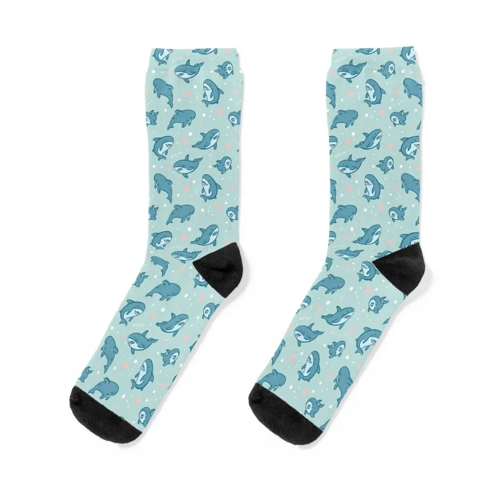 Brucie-Blahaj-shark-under-the-sea-pattern-Teal-Socks-Running-Stockings ...