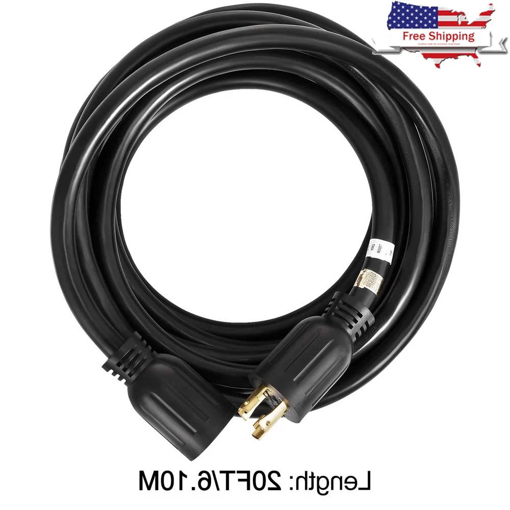 30A 20ft Heavy Duty Generator Extension Cord L14-30P Locking Plug 7500W ...