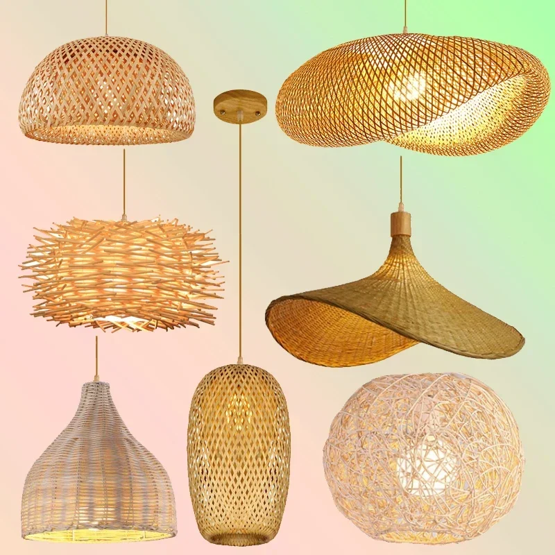 Rattan-Wicker-Bamboo-Pendant-Light-Fixture-Ceiling-Lustre-Chandelier ...