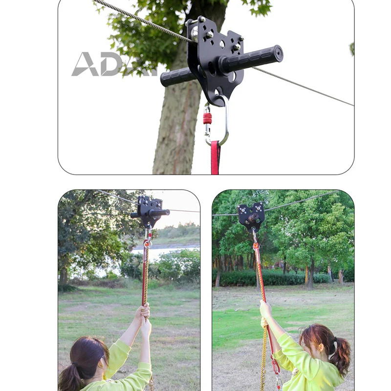 Backyard zip line kit equipped with stainless steel seat belt, durable ...