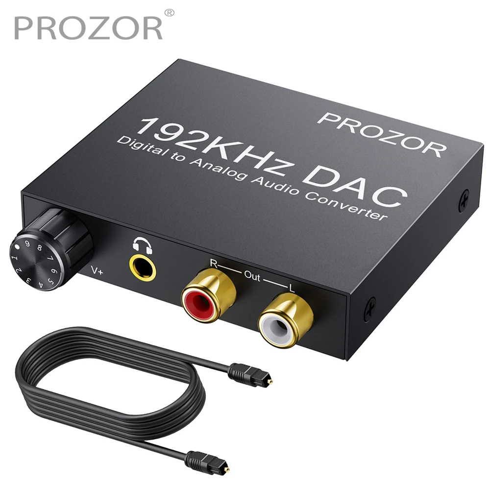 PROZOR Digital to Analog Converter 192kHz DAC Volume Control Digital Coaxial SPDIF Toslink to ...