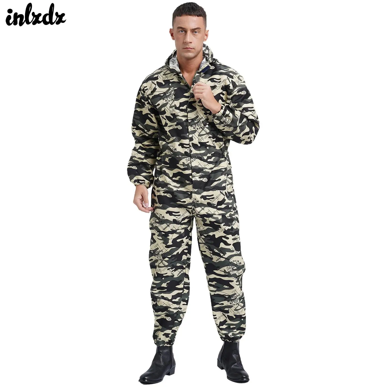 Mens-Work-Overalls-One-Piece-Mechanics-Workwear-Lightweight-Hooded ...