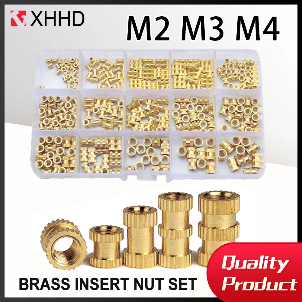 250PCS-Sert-Double-Pass-Copper-Knurl-Nut-Brass-Insert-Thread-Metal-Lock ...