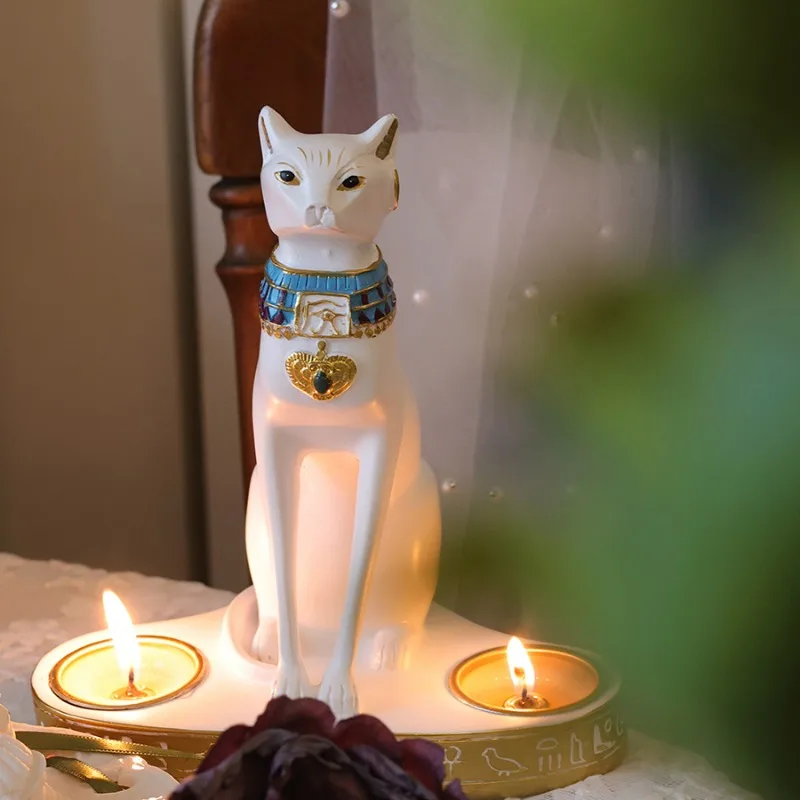 Egyptian-Cat-Candlestick-Goddess-Bastet-Cats-Statue-Tealight-Candle ...