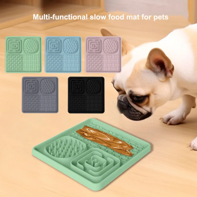 Slow-Food-Mat-for-Pets-Silicone-Dog-Cat-Eating-Slowly-Placemat-Dog-Lick ...