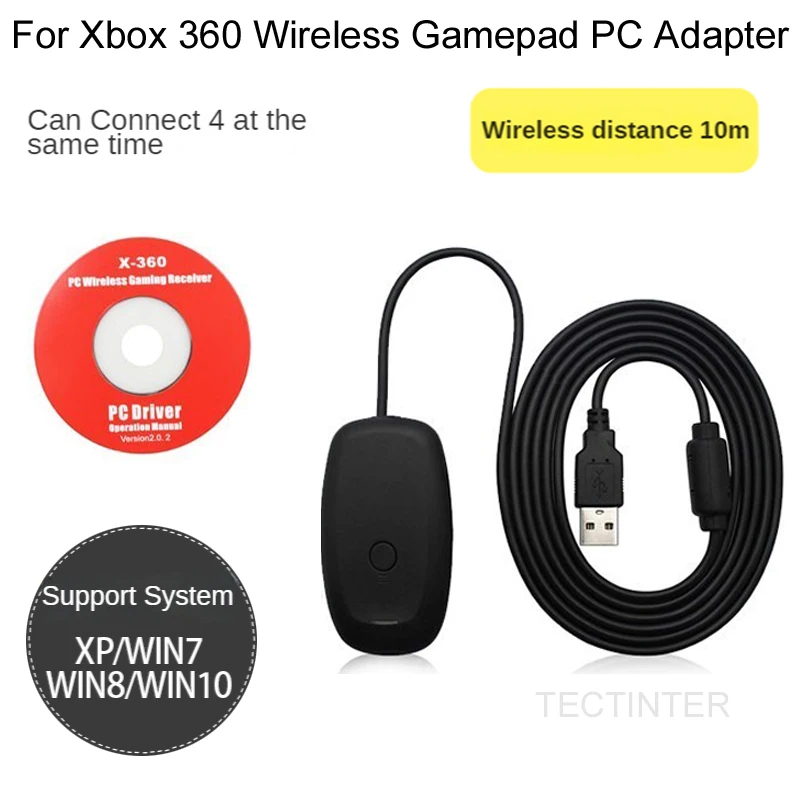 For-Xbox-360-Wireless-Gamepad-PC-Adapter-USB-Receiver-Supports-Win7-8 ...