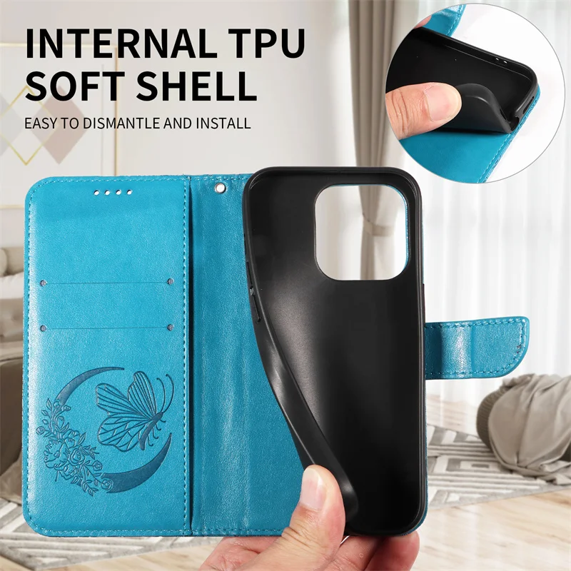 Fashion Butterfly Leather Phone Case with Card Slot - Soft Protective ...