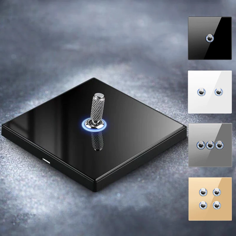 Luxury tempered glass toggle wall light switch,European Vintage 1 ...