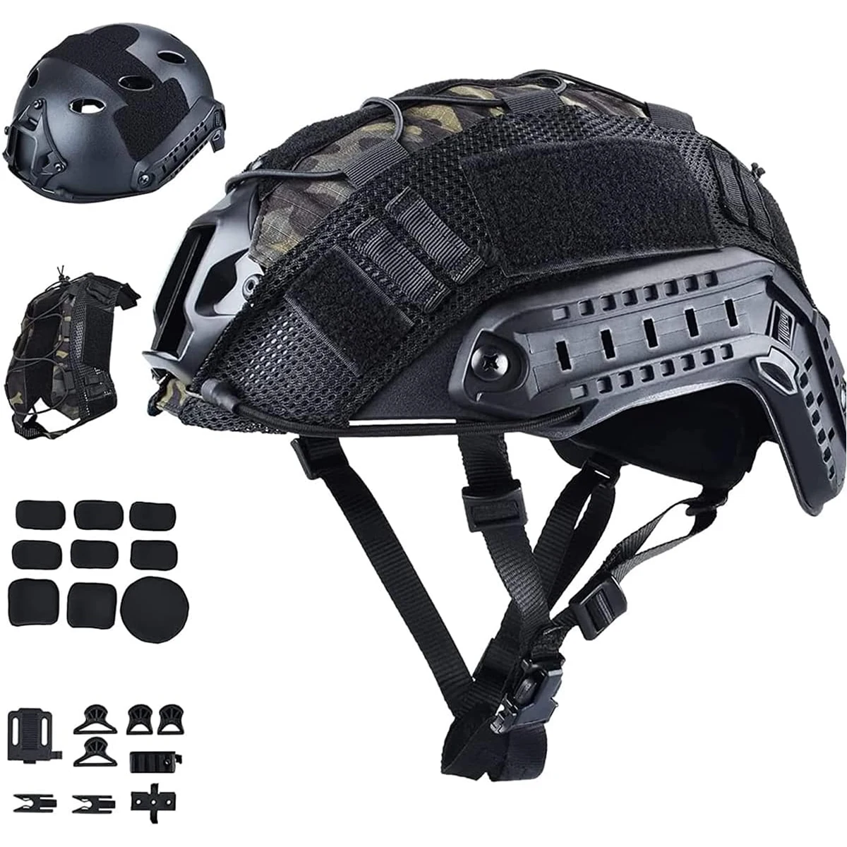 Multicam Tactical Airsoft Fast Helmet with Camouflage Helmet Cover ...
