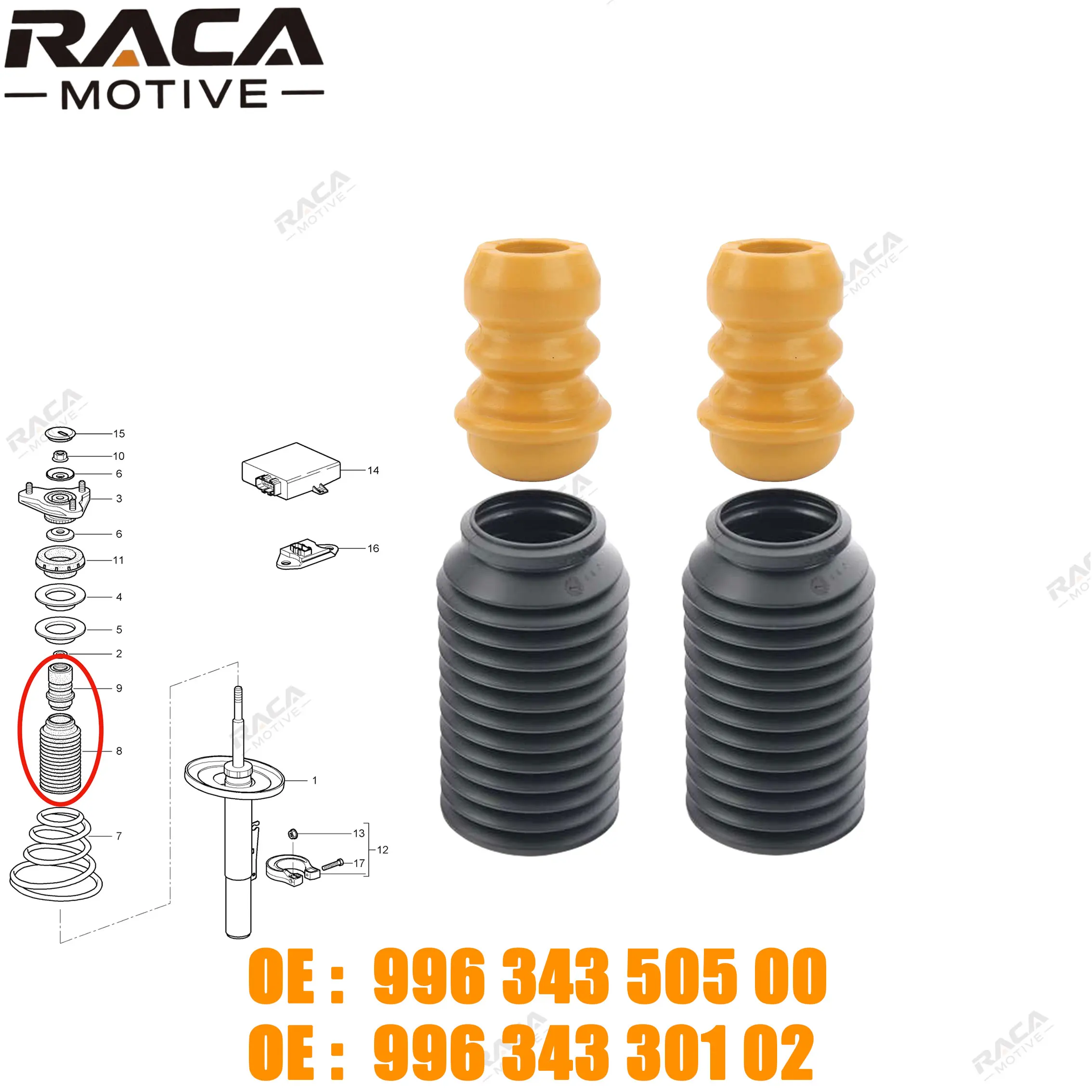 2 Pcs Front Axle Shock Absorber Cushion Rubber Dust Cover for Porsche ...