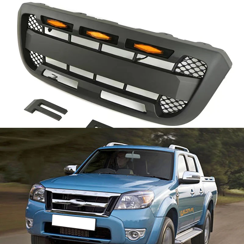 Raptor-Type-Grille-Amber-LED-ABS-Racing-Grills-Front-Mask-Bumper-Mesh ...