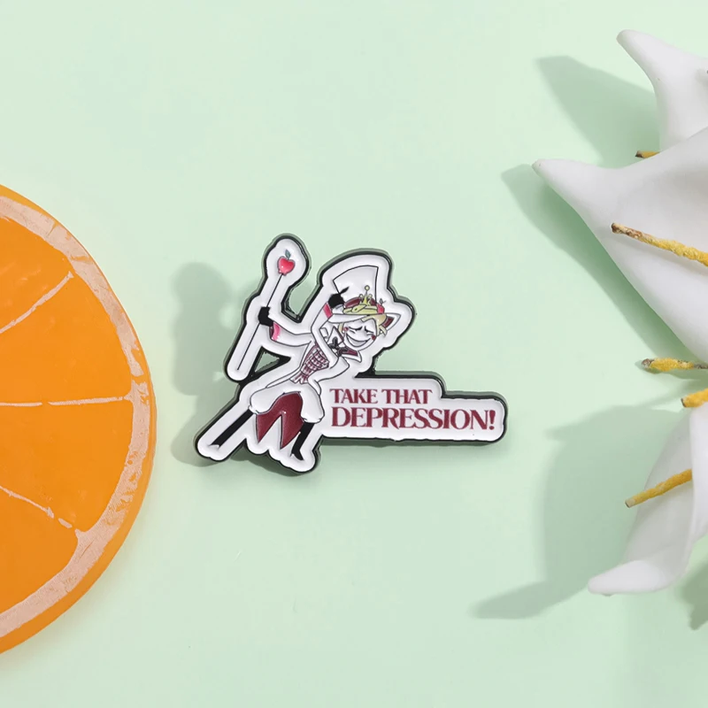 Cartoon-Animation-Enamel-Pins-Take-That-Depression-Quotes-Brooches ...