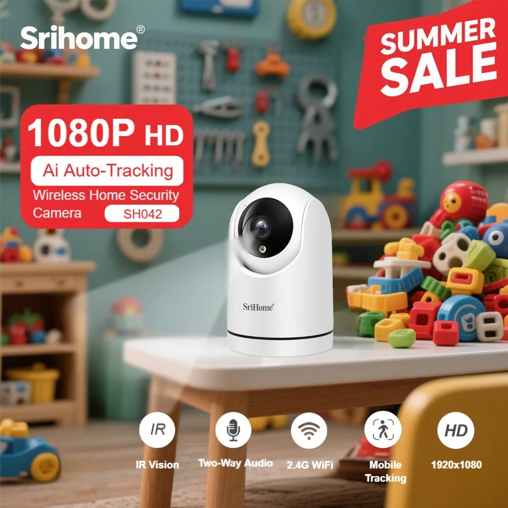 SriHome 2MP WiFi IP Camera Full HD PTZ IR Night Vision Two Way Audio ...